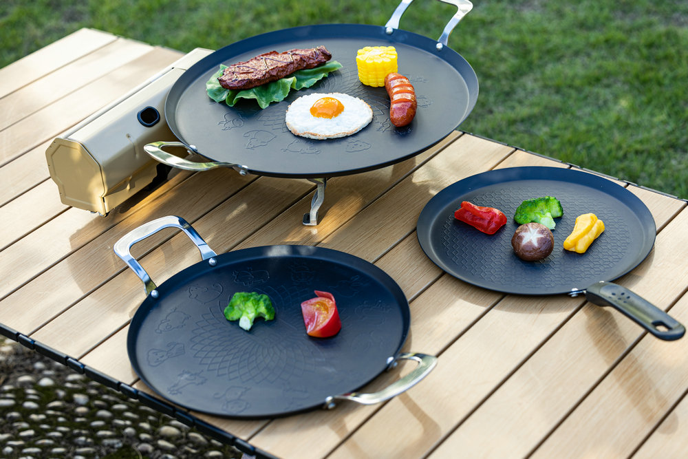 Outdoor camping Bbq griddle paella roasting nonstick grill pan